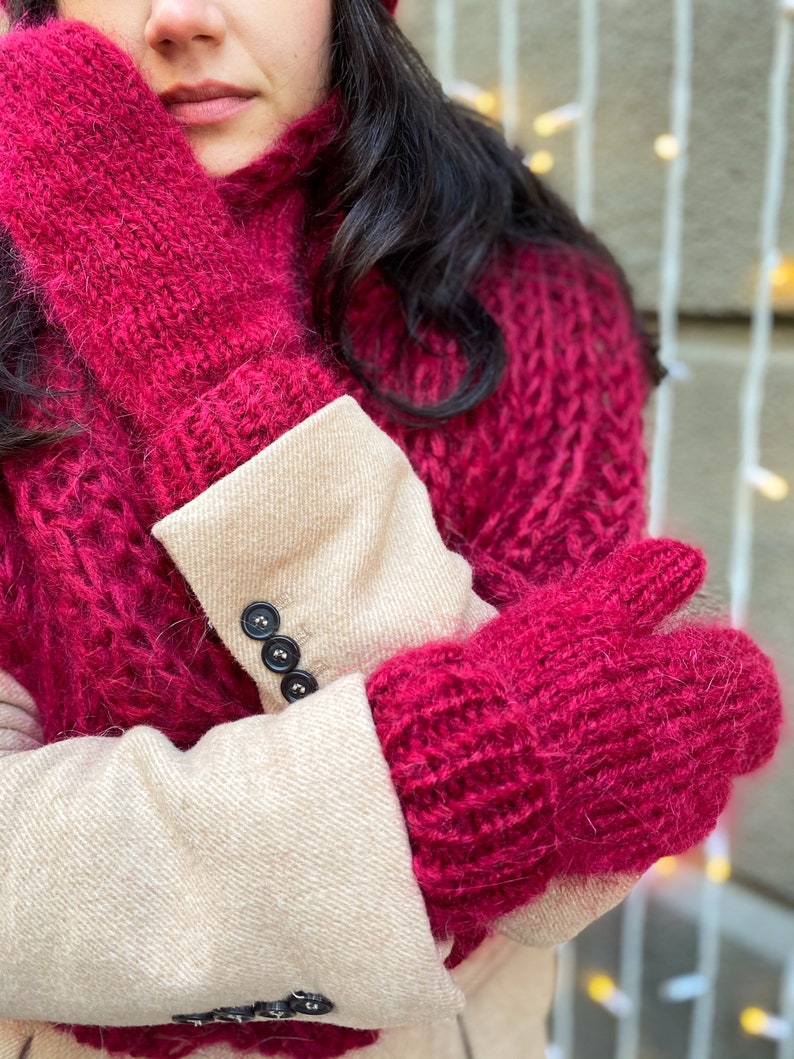 Mohair Mittens Pink Fluffy Mittens Womens Knit Mittens - Etsy