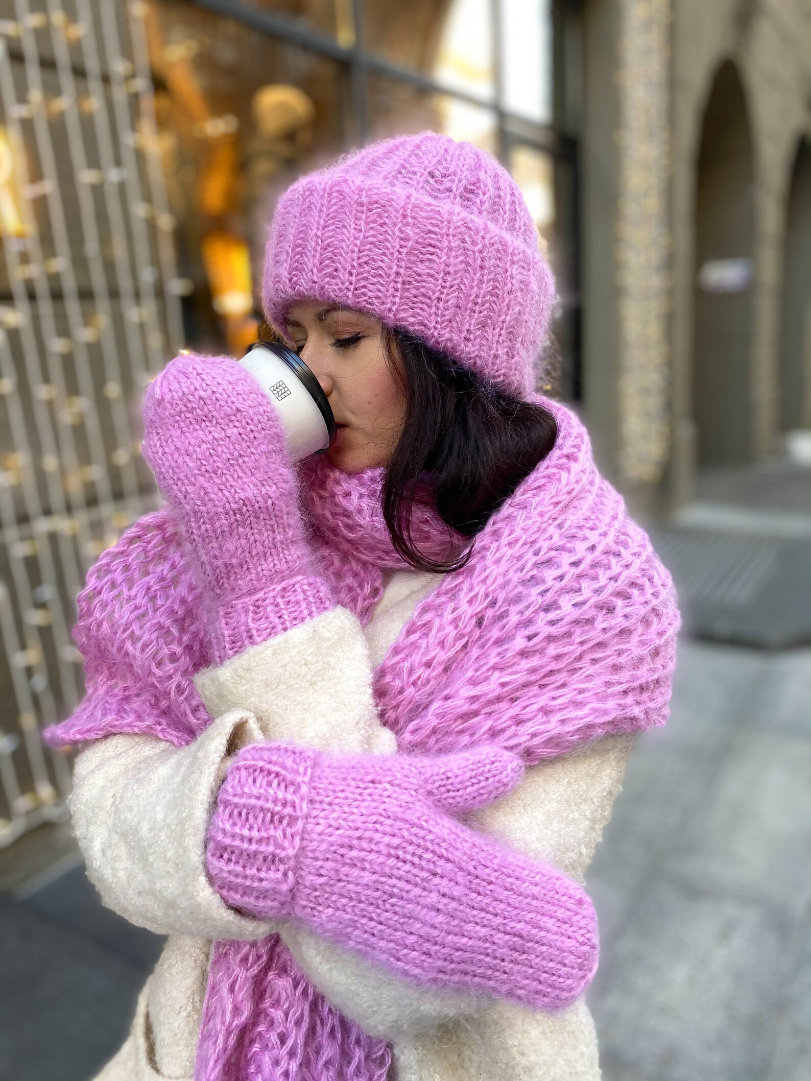 Pink Hat Scarf Set Pink Mohair Hat Fluffy Hat Luxury Scarf - Etsy