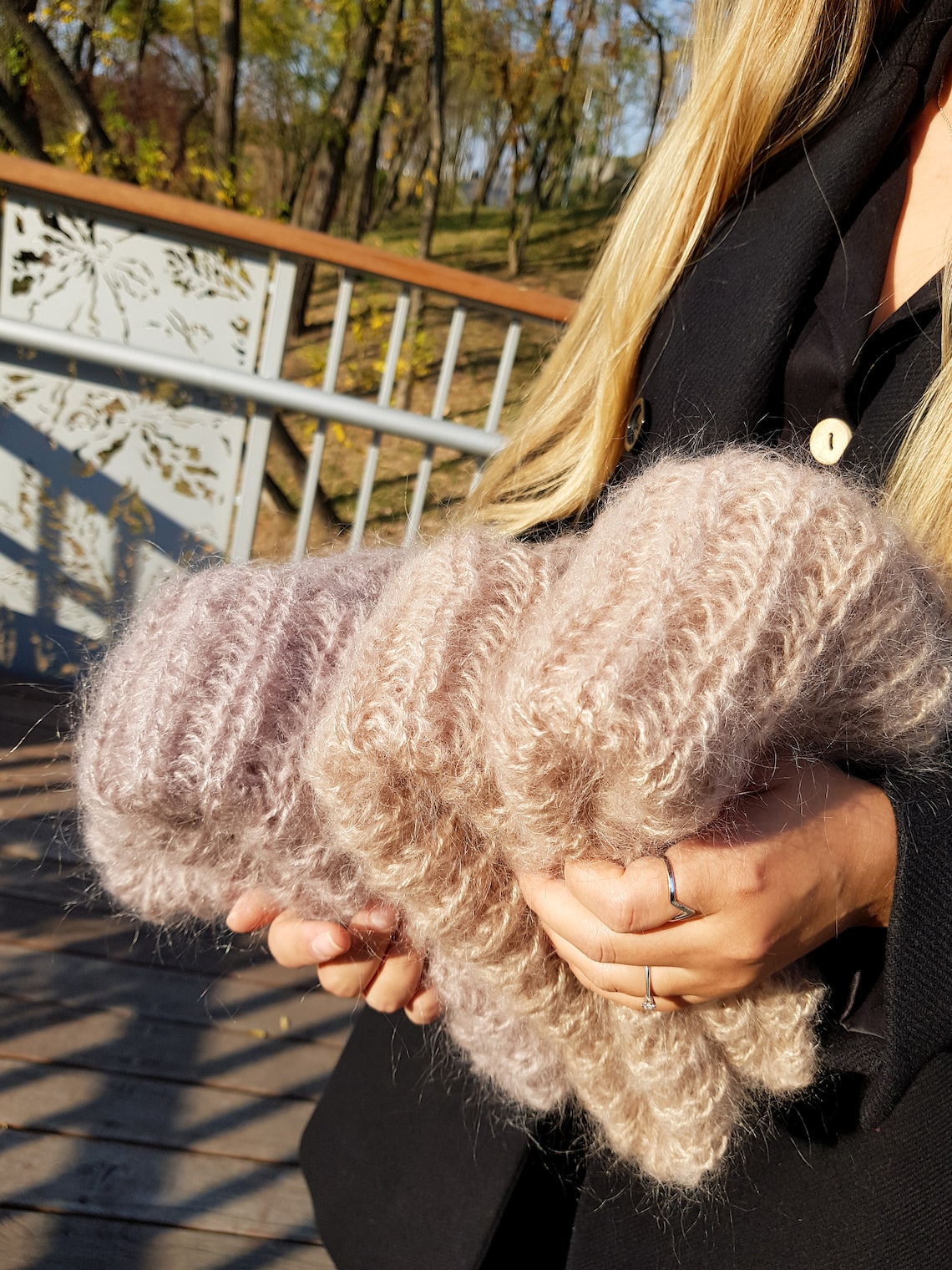 Mohair Hat Beige mohair hat Chunky Knit Hat Women hat Warm | Etsy