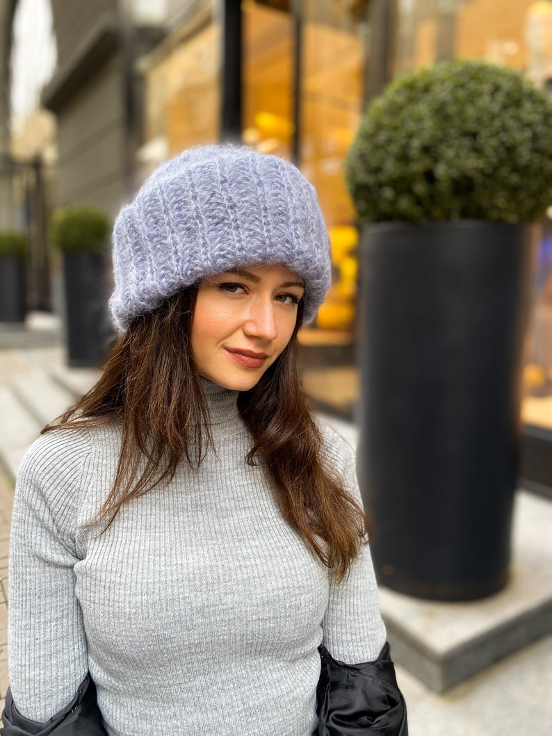 Blue Mohair Hat Mohair Hat Luxury Hat Bright Hat Winter | Etsy