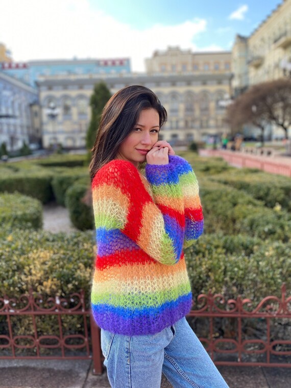 Rainbow Mohair Sweater LGBT Festival Sweater LGBT Clothing - Etsy