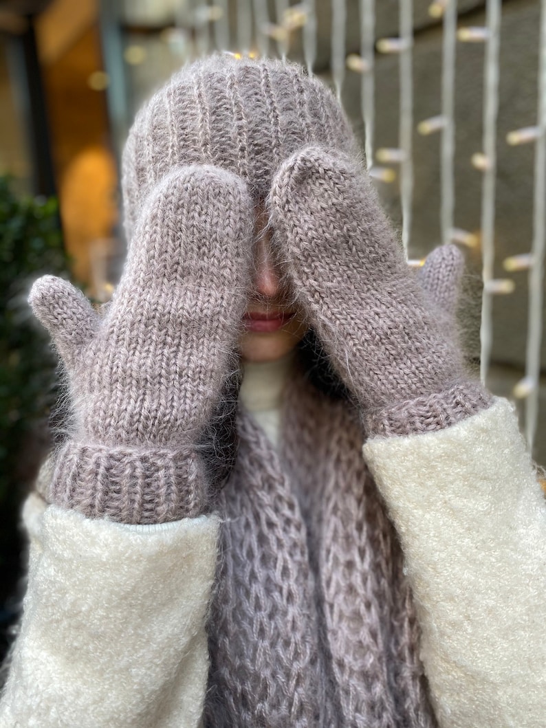 Mohair Mittens Pink Fluffy Mittens Womens Knit Mittens - Etsy