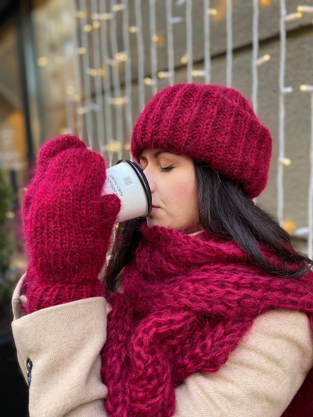 Mittens, Red Mittens, Womens Knit Mittens, Luxury Mittens, Winter ...