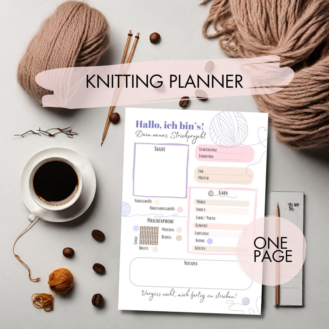 Knitting Planner, Printable Knitting Tracker, Knitting Project, Gift ...