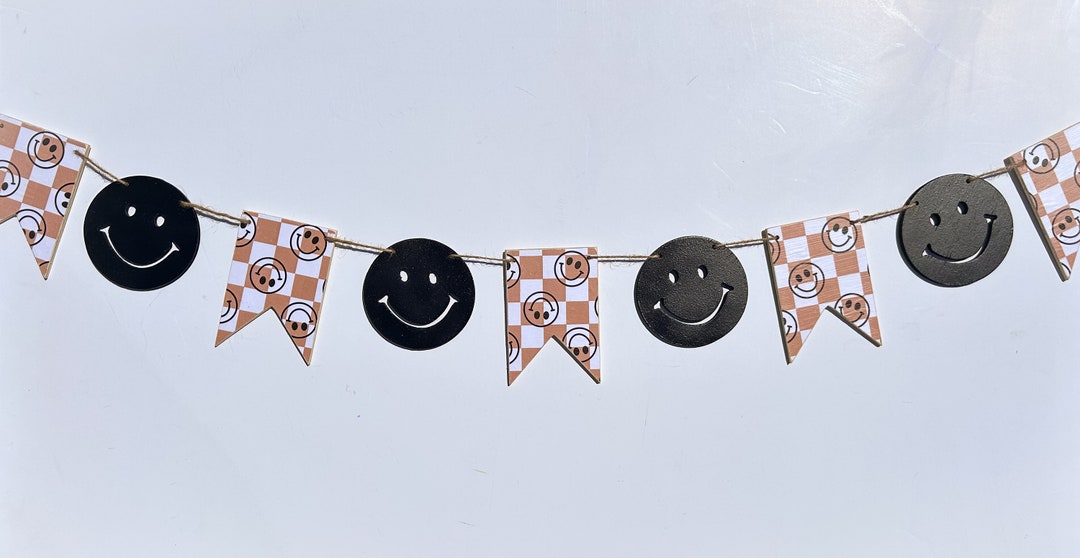 Smiley Face Checkered Banner - Etsy