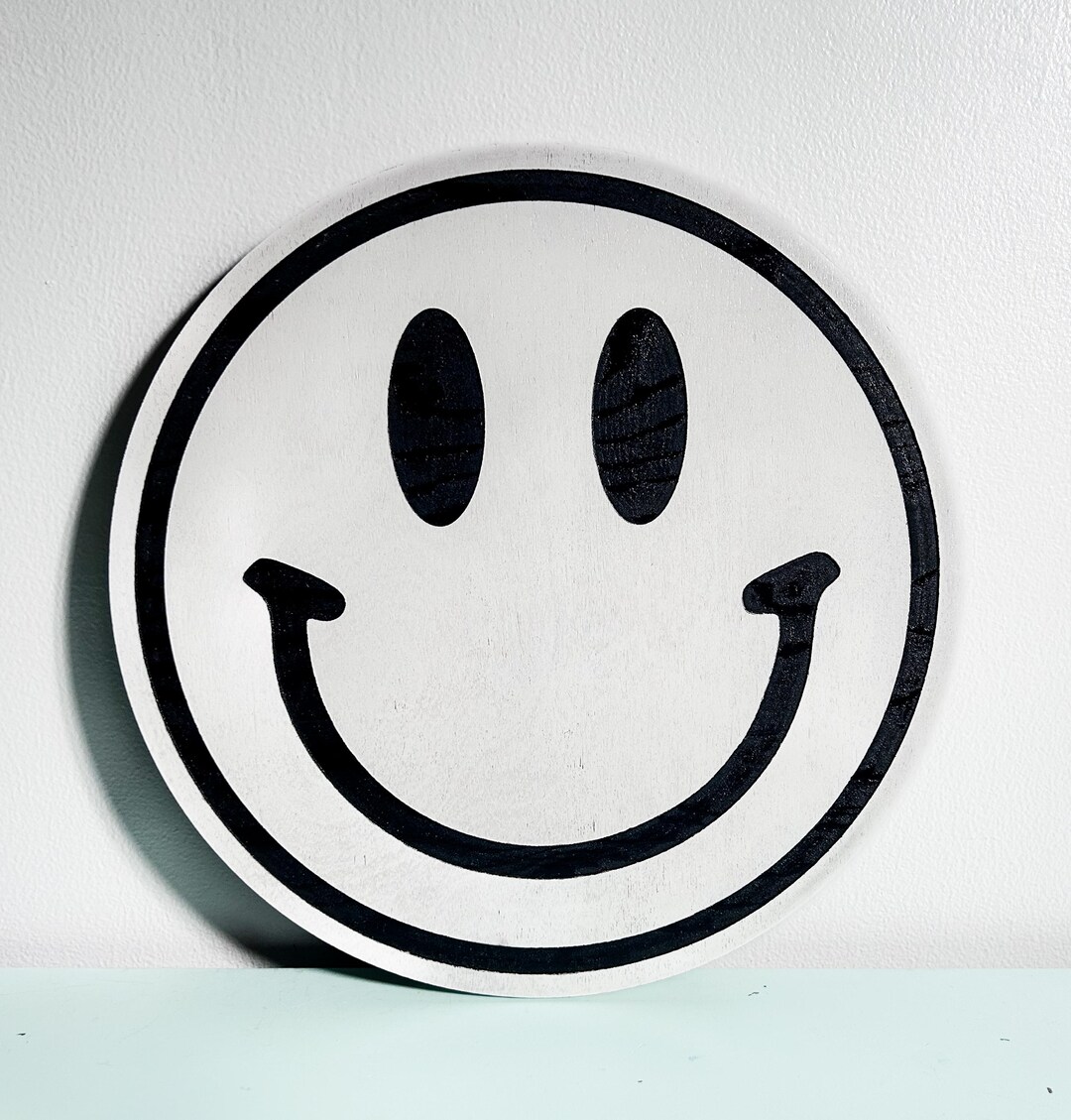 14" Engraved Wood Smiley Face Wall Hanger, Smiley Face Wall Decor, Home ...