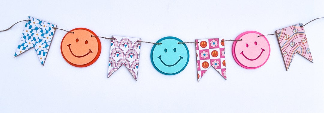 Retro Smiley Face Banner - Etsy