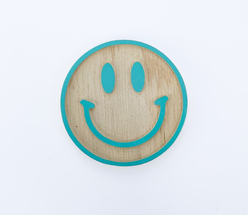 Little 5 Wood caribbean Green Smiley Face - Etsy