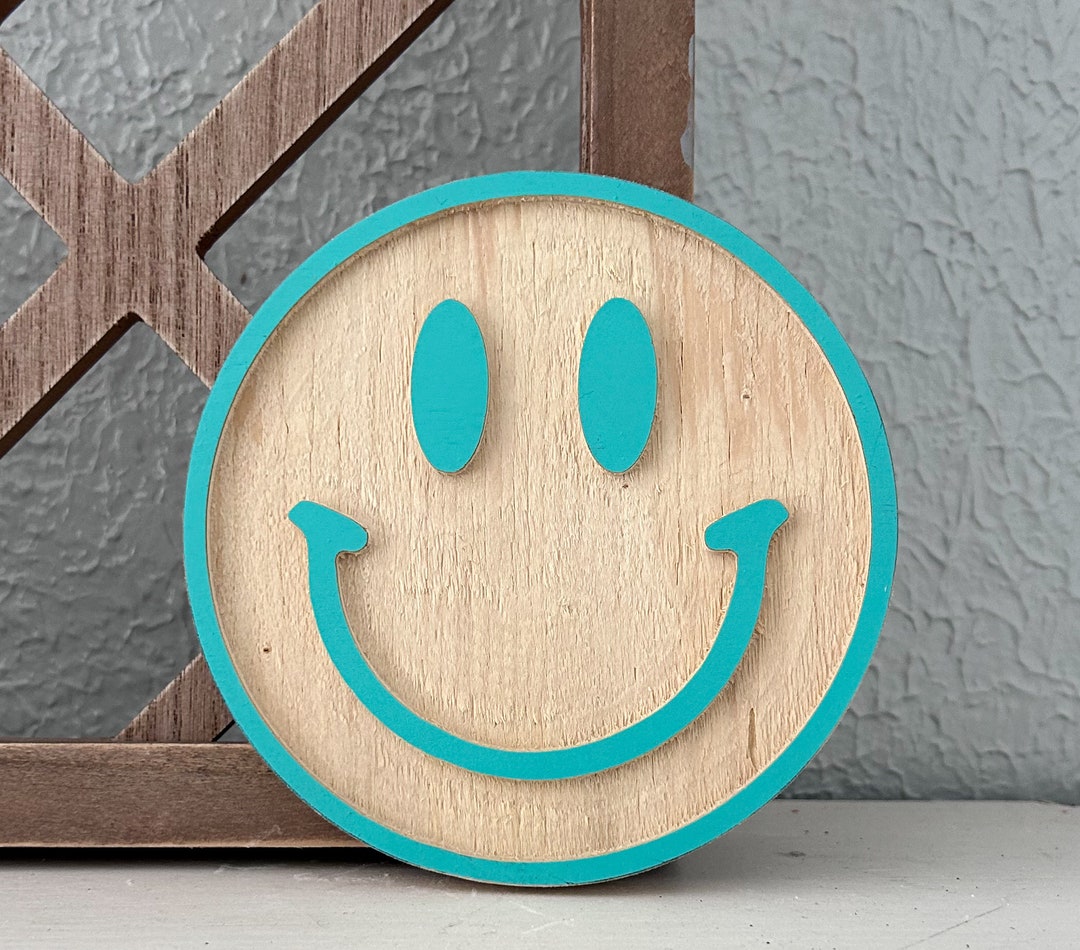 Little 5 Wood caribbean Green Smiley Face - Etsy