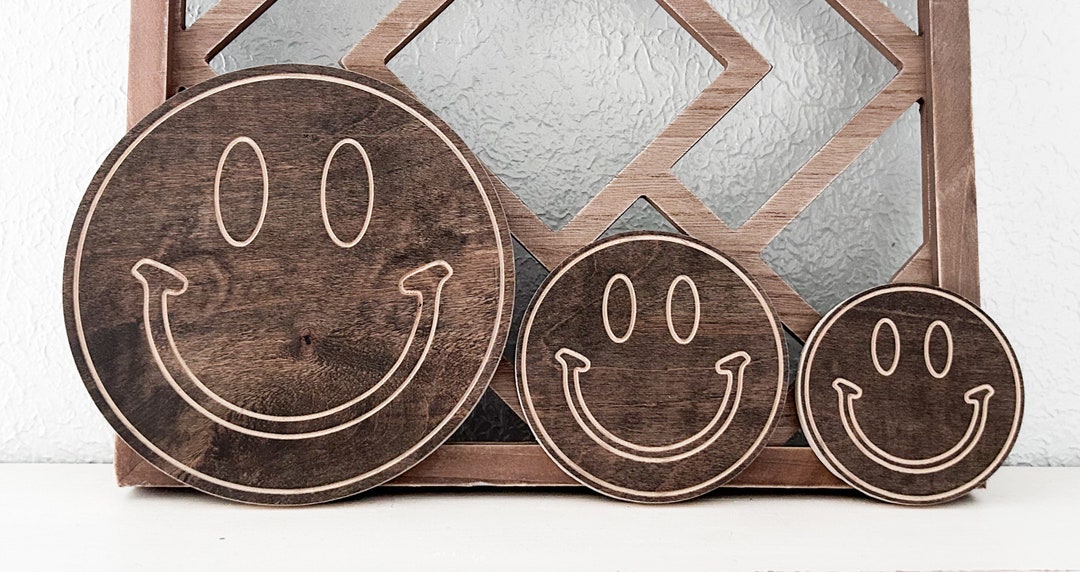 Little 5" Engraved Wood Smiley Faces - Etsy
