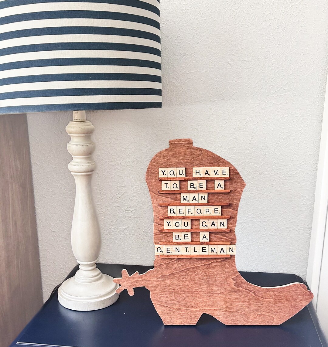 Wood Cowboy Boot Scrabble Message Board - Etsy