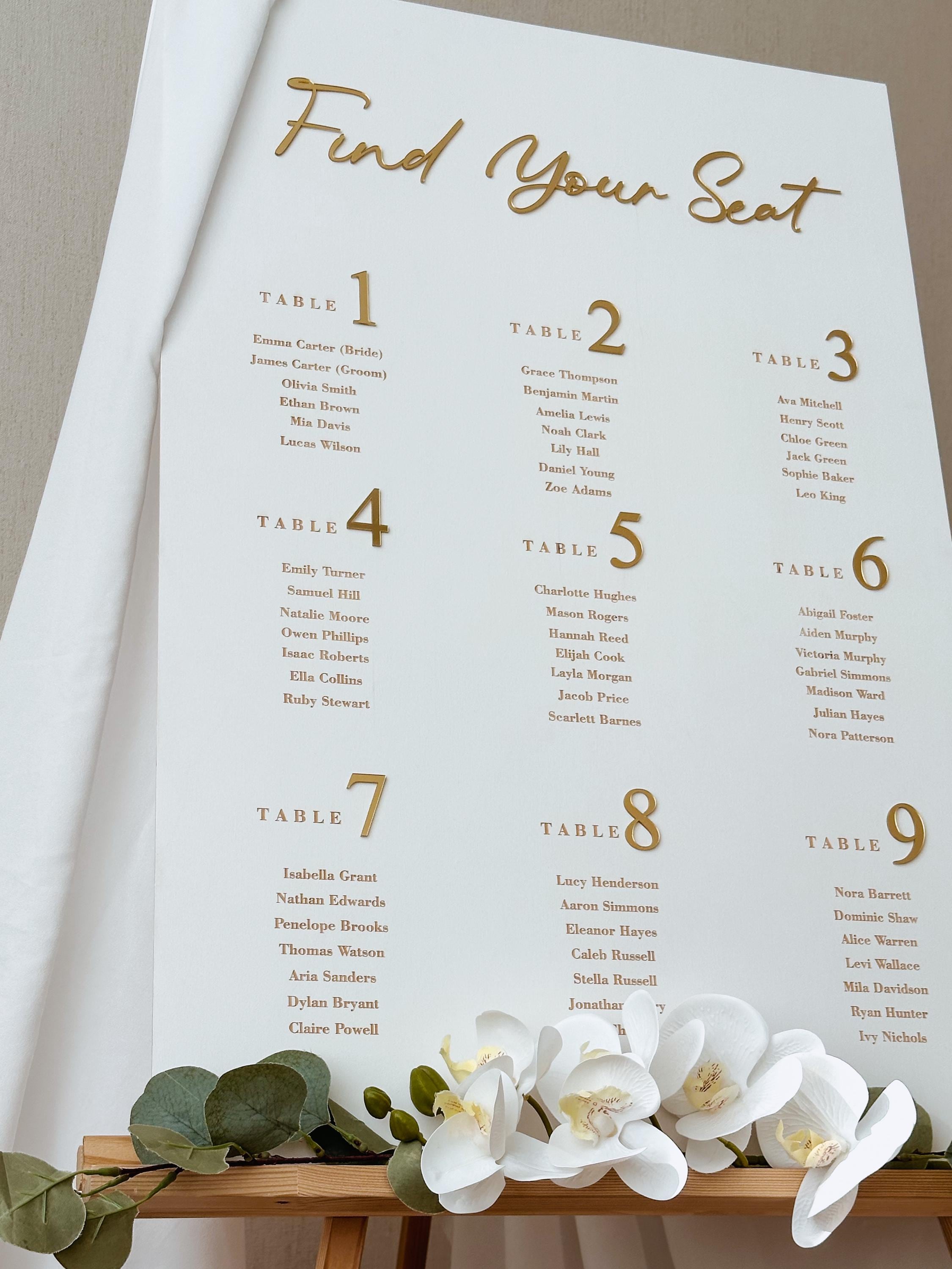 Minimalist Wedding Seating Chart Sign, White Wood Reception Decor ...