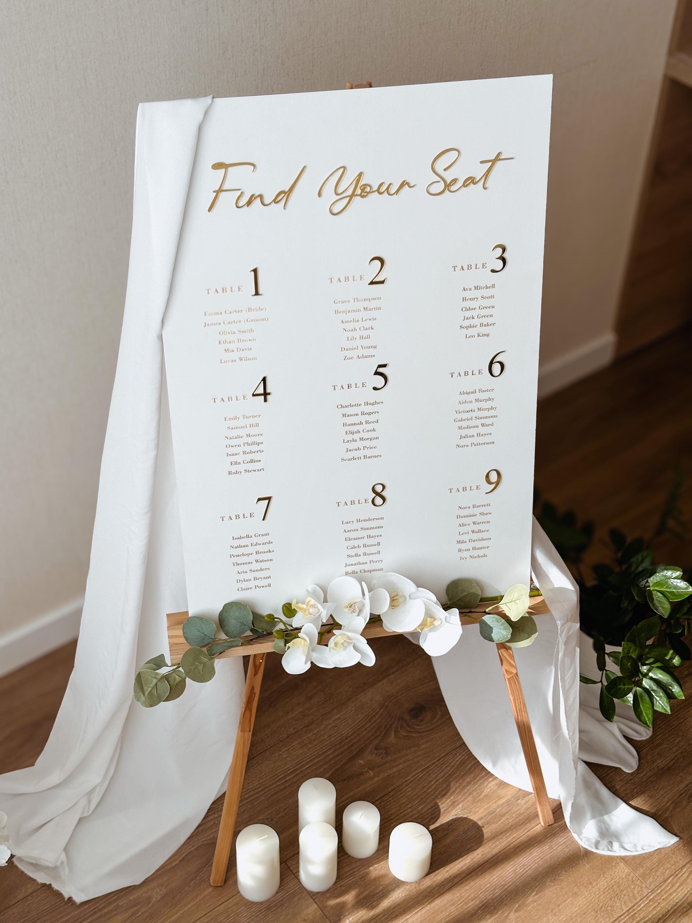 Minimalist Wedding Seating Chart Sign, White Wood Reception Decor ...