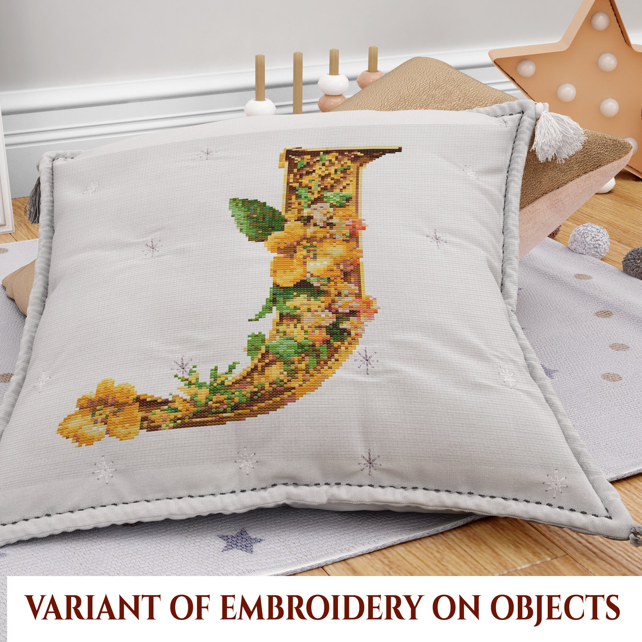 Letter J in Bloom: Floral Cross Stitch Pattern for Personalized Home ...