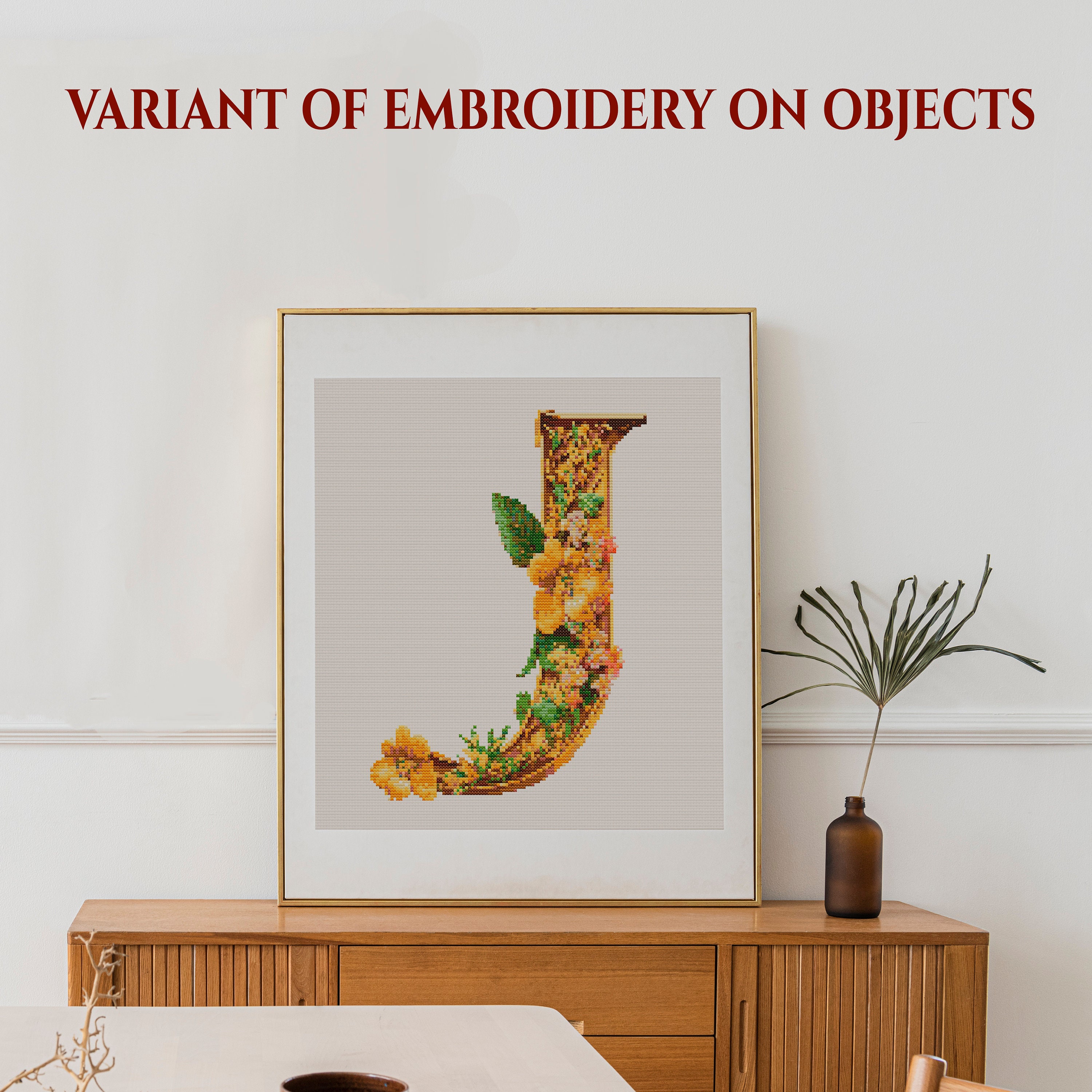 Letter J in Bloom: Floral Cross Stitch Pattern for Personalized Home ...