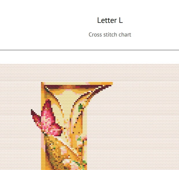 Spring Floral Cross Stitch Pattern Letter L for Home Decor and DIY ...