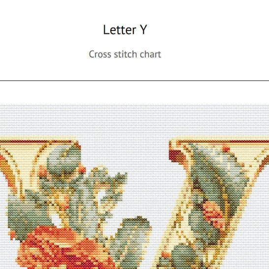 Pesonalized Letter Y With Flowers Cross Stitch Pattern, Modern X-stitch ...