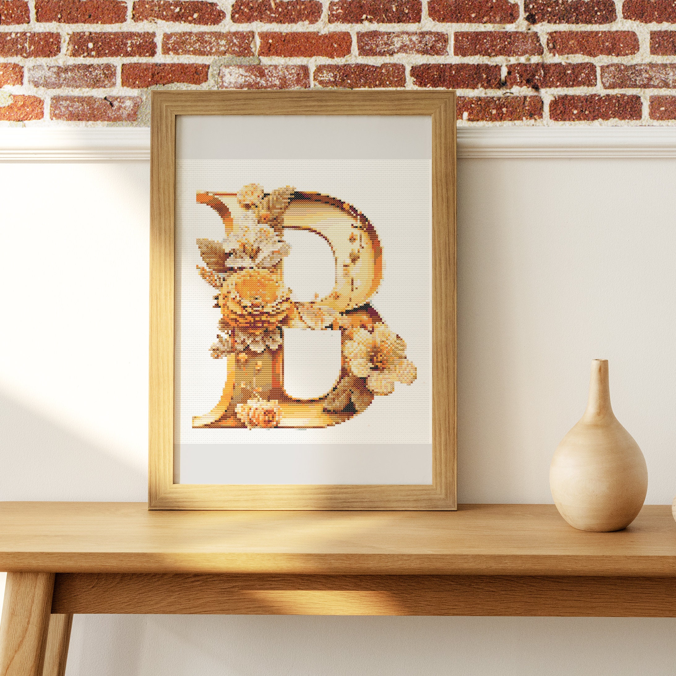 Cross Stitch Pattern Pesonalized Letter B With Flowers, Modern X-stitch ...