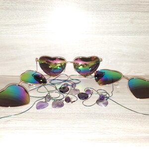 Crystal Chain Armless Sunglasses Heart Sunglasses Circle Aviator Quartz ...