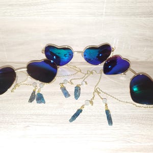 Crystal Chain Armless Sunglasses Heart Sunglasses Circle Aviator Quartz ...
