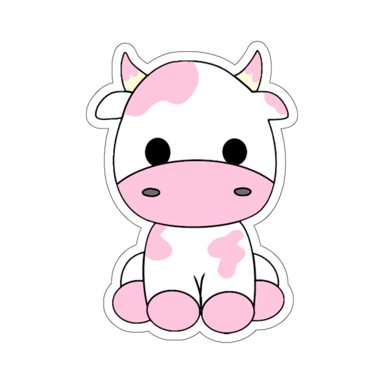 Strawberry Cow Pink Strawberry Milk Cow Sticker Etsy