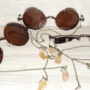 Crystal Chain Armless Sunglasses Heart Sunglasses Circle Aviator Quartz ...