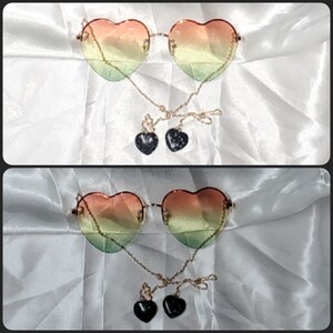 Crystal Chain Armless Sunglasses Heart Sunglasses Circle Aviator Quartz ...