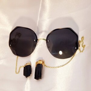 Crystal Chain Armless Sunglasses Heart Sunglasses Circle - Etsy