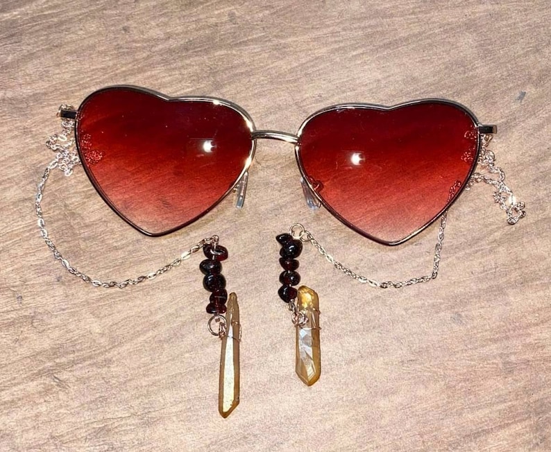 Crystal Chain Armless Sunglasses Heart Sunglasses Circle - Etsy