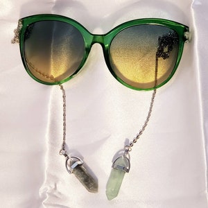 Crystal Chain Armless Sunglasses Heart Sunglasses Circle Aviator Quartz ...