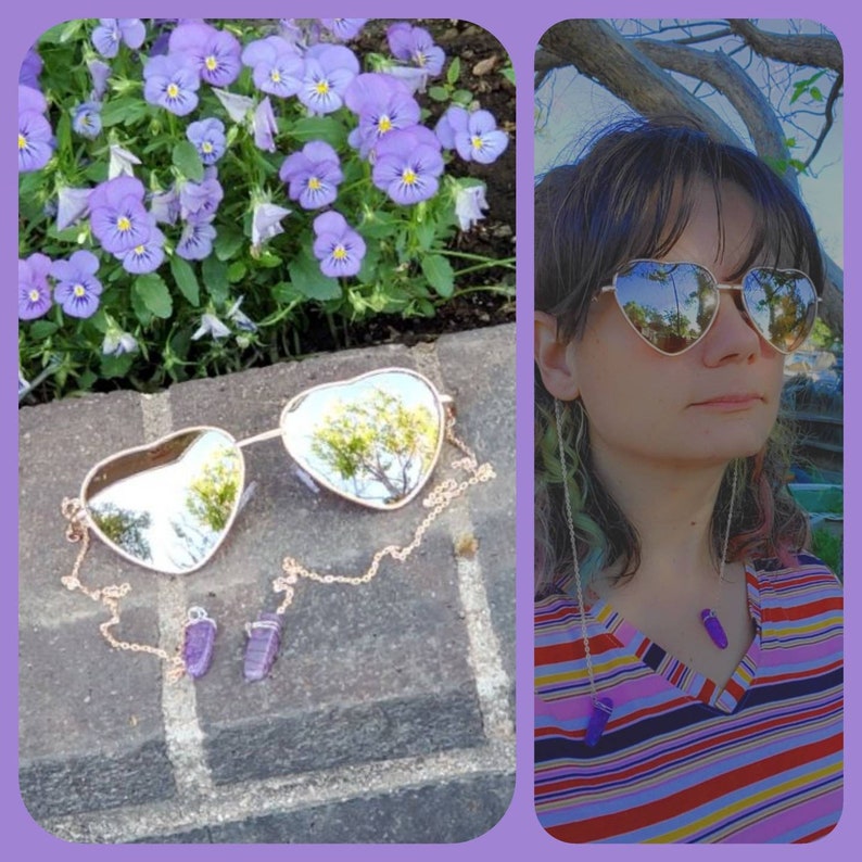 Crystal Chain Armless Sunglasses Heart Sunglasses Circle - Etsy