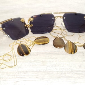 Crystal Chain Armless Sunglasses Heart Sunglasses Circle Aviator Quartz ...
