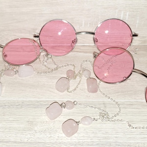 Crystal Chain Armless Sunglasses Heart Sunglasses Circle Aviator Quartz ...