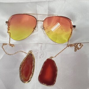Crystal Chain Armless Sunglasses Heart Sunglasses Circle Aviator Quartz ...