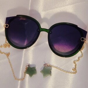 Crystal Chain Armless Sunglasses Heart Sunglasses Circle Aviator Quartz ...