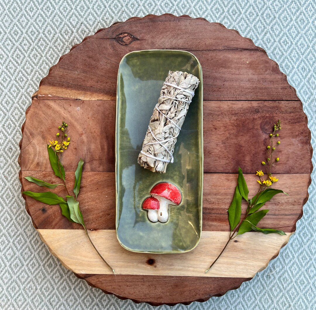 Sage and Incense Burner Smudge Dish Ceramic Plate Clay - Etsy