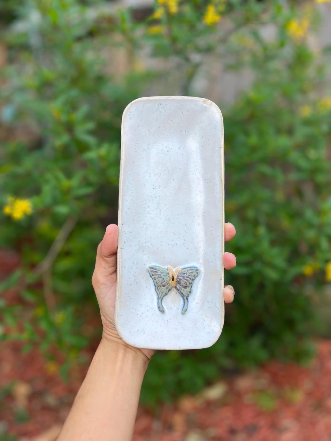 Sage and Incense Burner Smudge Dish Ceramic Plate Clay Moth Moths ...