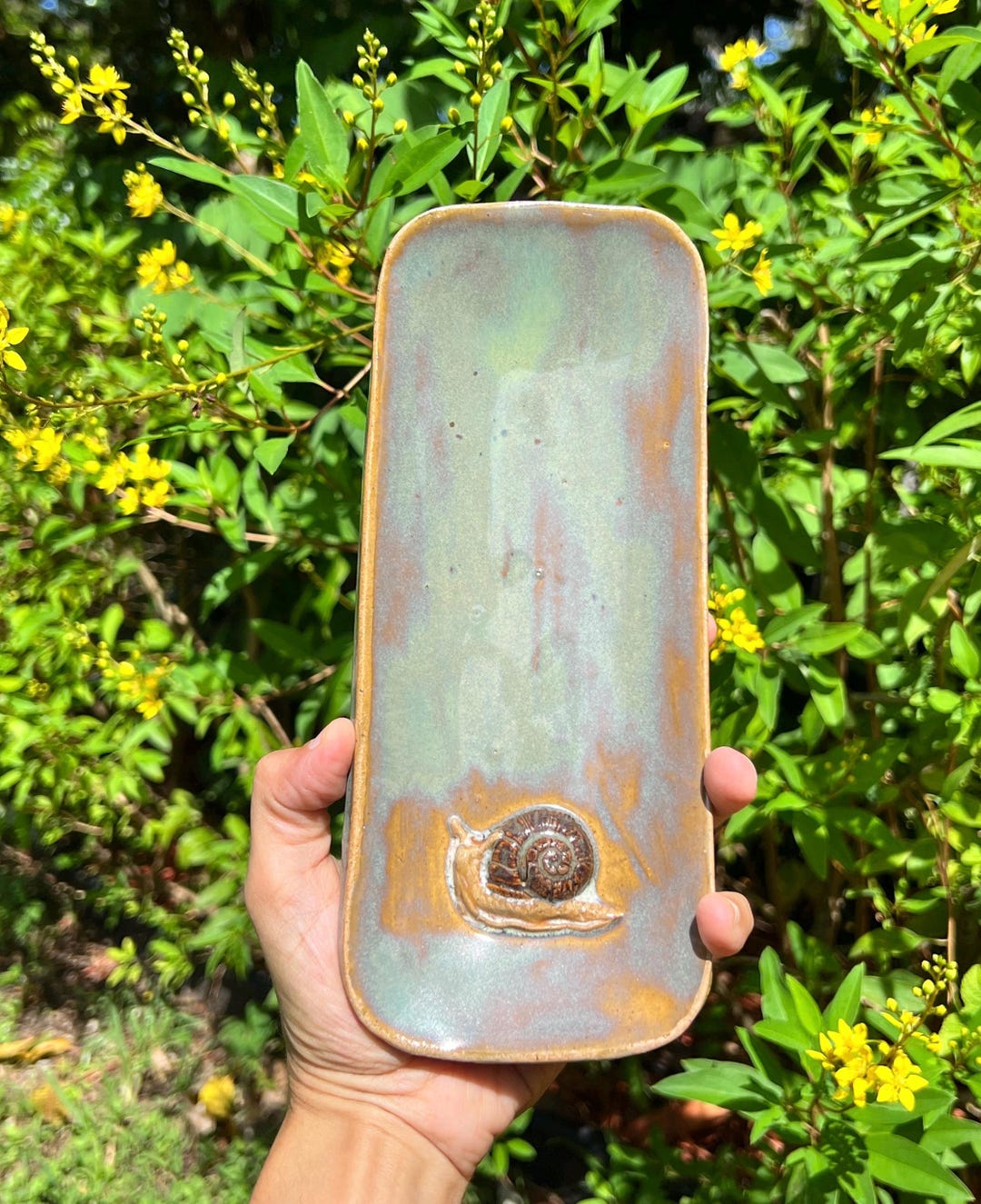Sage and Incense Burner Smudge Dish Ceramic Plate Clay Snail Meditation ...