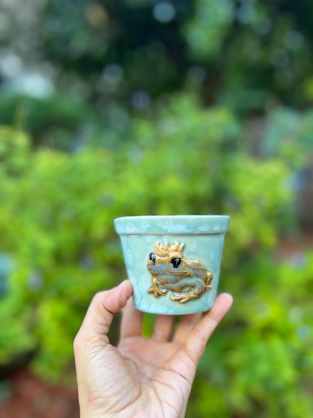 Hand-made Ceramic Toad Prince Planter Pot 70s Vibe Stoneware Clay Frog ...