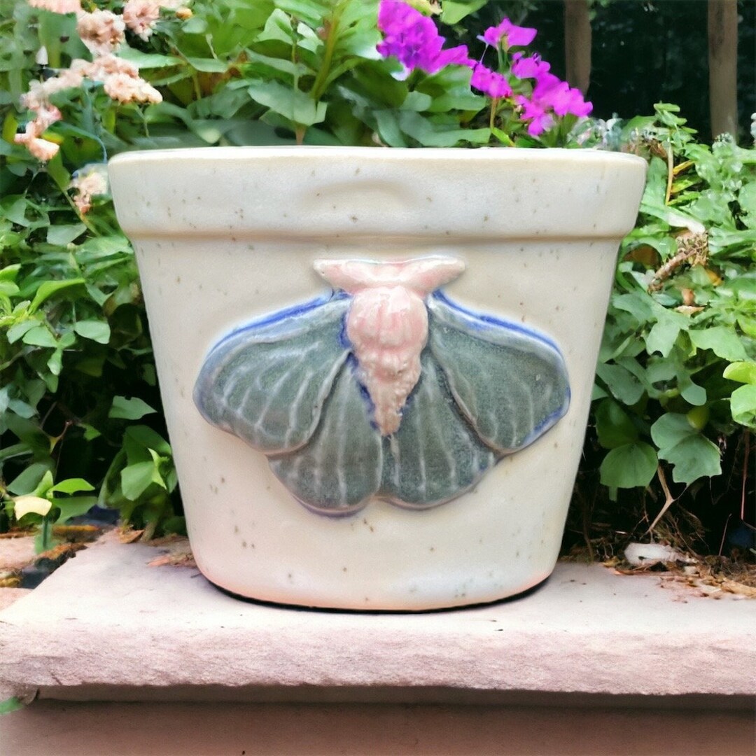 Hand-made Ceramic Moth Planter Pot 70s Vibe Stoneware Clay - Etsy