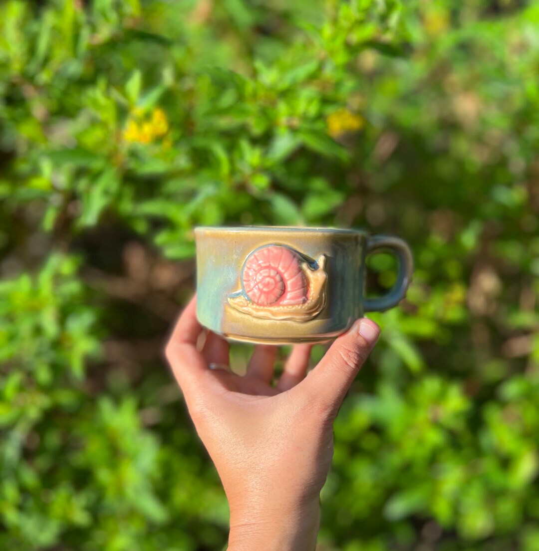 Hand-made Ceramic Snail Chili Mug Stew and or Soup Cup Porcelain Clay ...