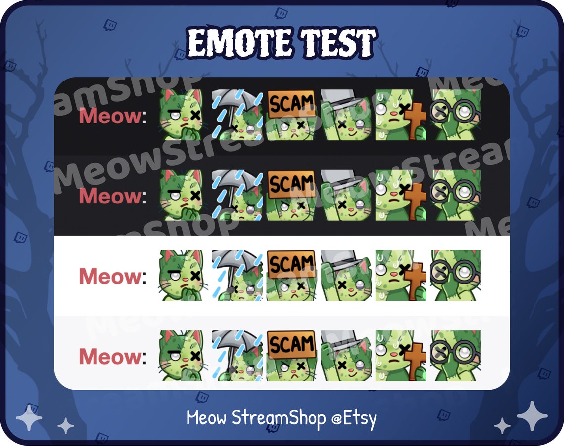 Twitch Emote / Cute Zombie Cat Mega Pack #2 Emotes (24 Emotes Ready to ...