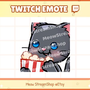 Twitch Emote / Cute Black Cat Popcorn, Eating Popcorn, Eat, Watch ...