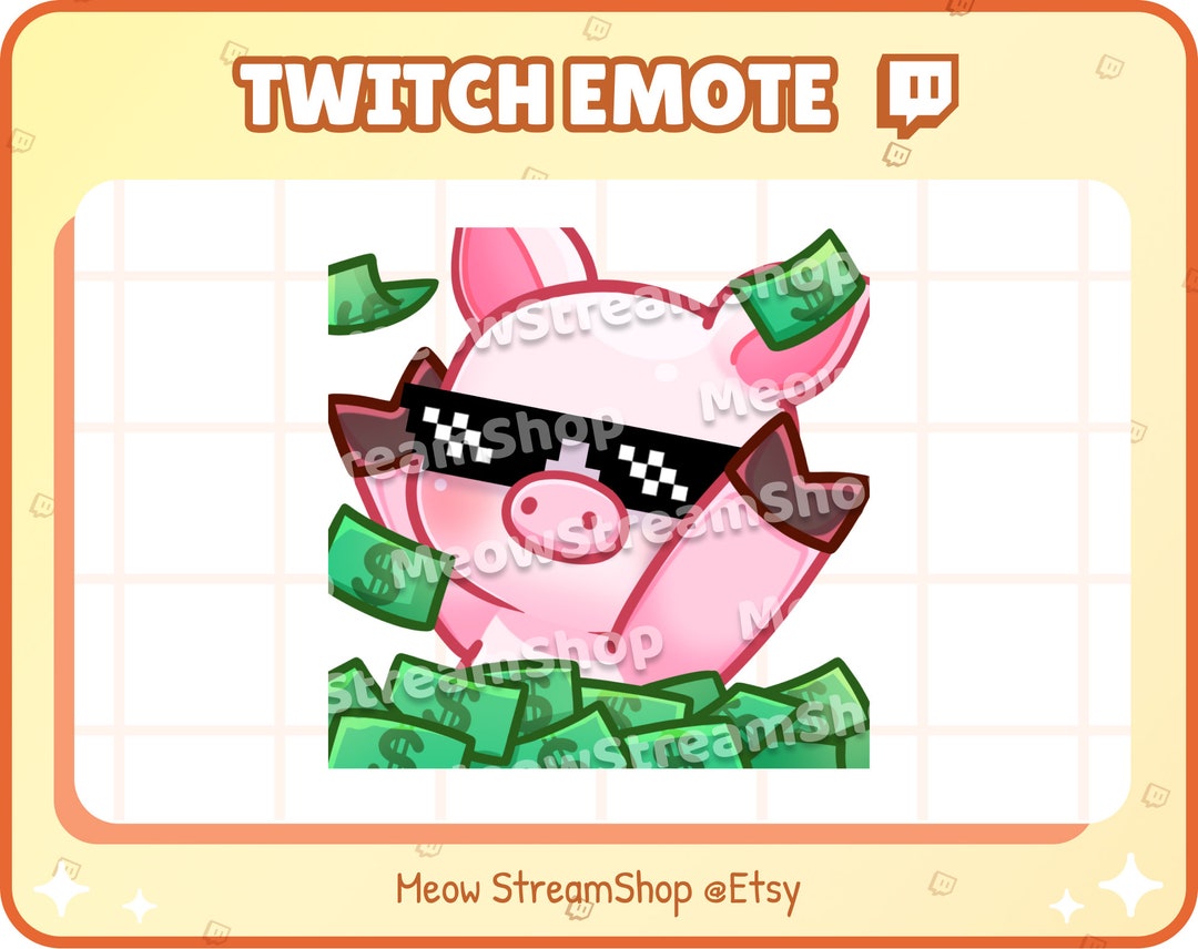 Twitch Emote / Cute Money, Rich Emotes / Cute Pink Piggy Sub Emoji - Etsy