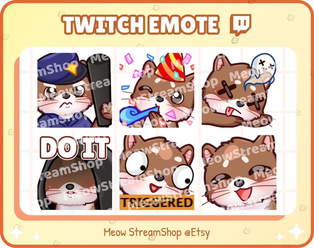 Twitch Emote / Cute Otter Emotes Pack #4 (cop, Party, Rip, DO IT ...