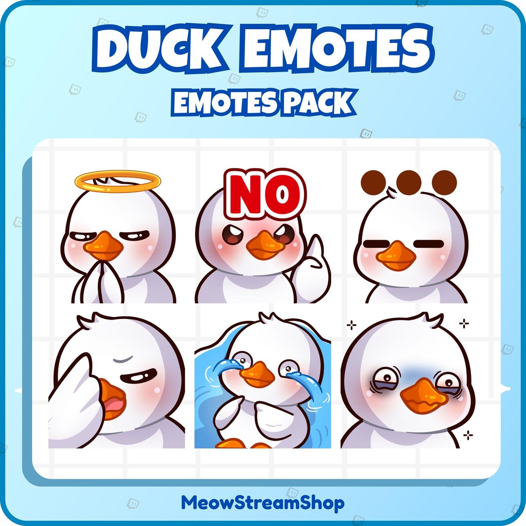 Twitch Emote / Cute Duck Emotes Pack #3 (holy Pray, No, Think, Face ...
