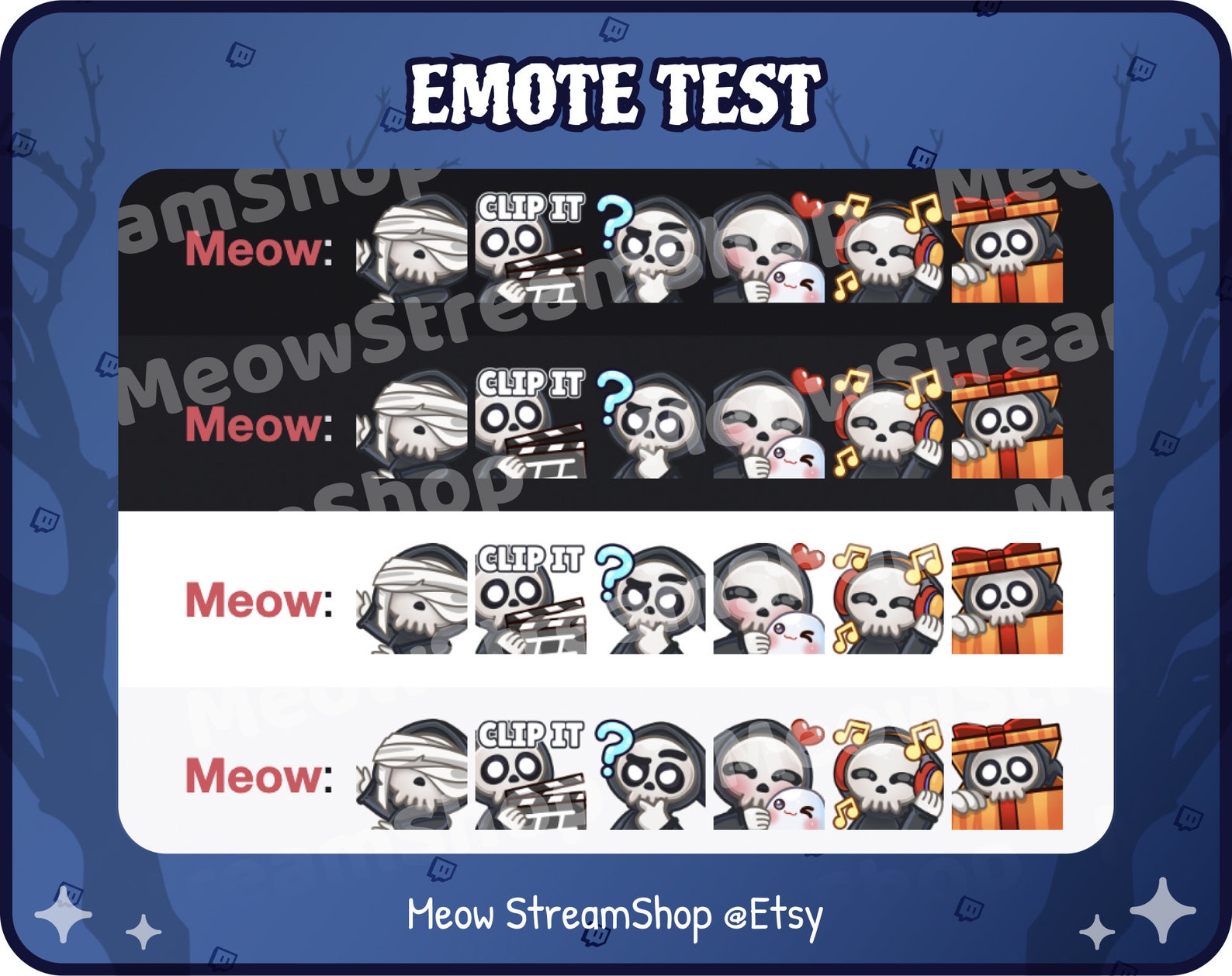 Twitch Emote / Cute Grim Reaper Emotes Pack #5 (blind Fold, Clip It ...