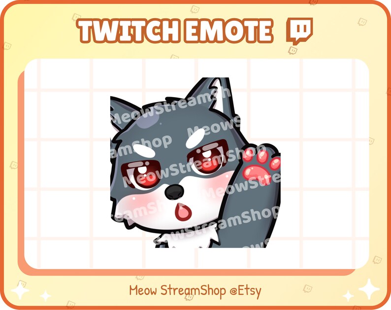 Twitch Emote / Cute Grey Wolf Wave Hi Hello Waving Bye - Etsy