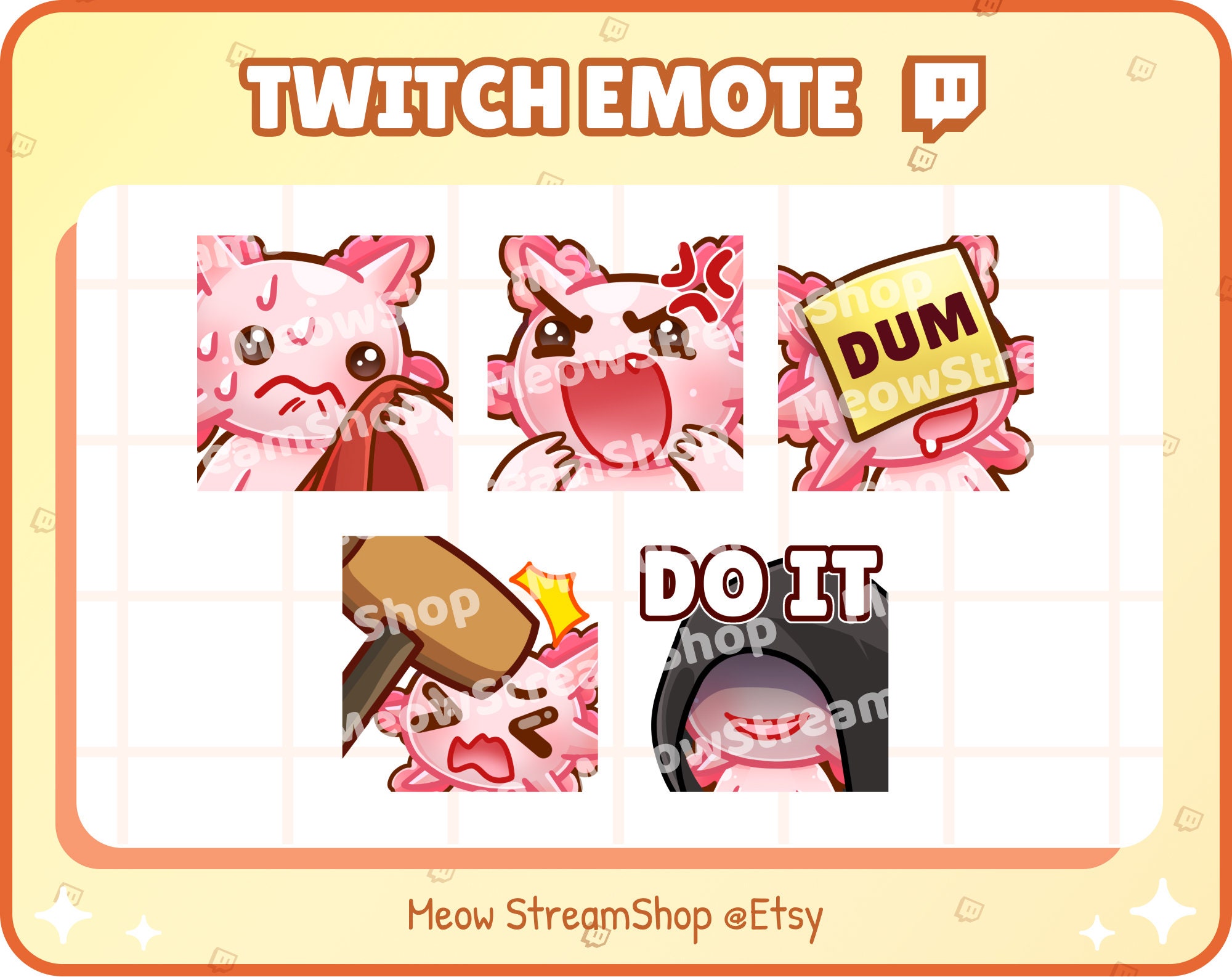 Twitch Emote / Cute Axolotl Emotes Pack 4 sweating Sweat - Etsy Australia