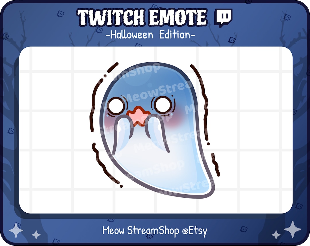 Twitch Emote / Cute Ghost Scared, Shock, Terrified Emote / Kawaii ...